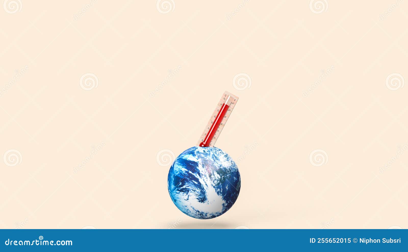 The Thermometer and Earth for Eco or Climate Change Concept 3d ...