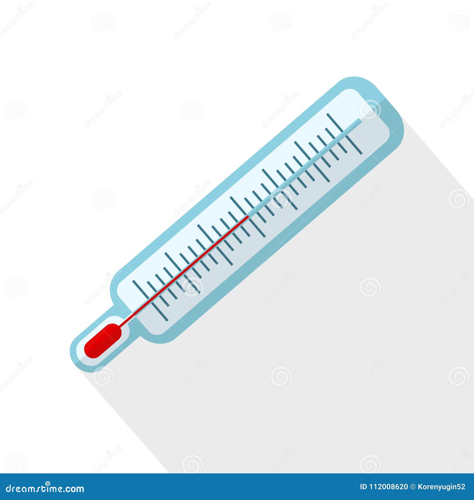 Thermometer Flat Icon with Long Shadow on White Stock Vector ...