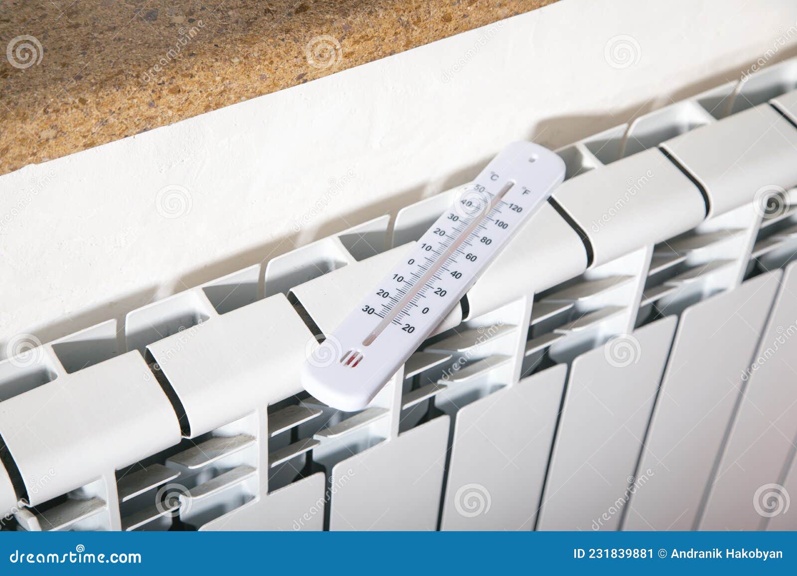 Thermometer on the Heating Radiator Stock Image - Image of cold ...