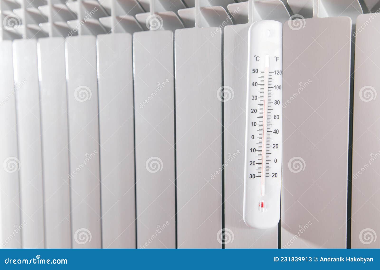 Thermometer on the Heating Radiator Stock Image - Image of season ...