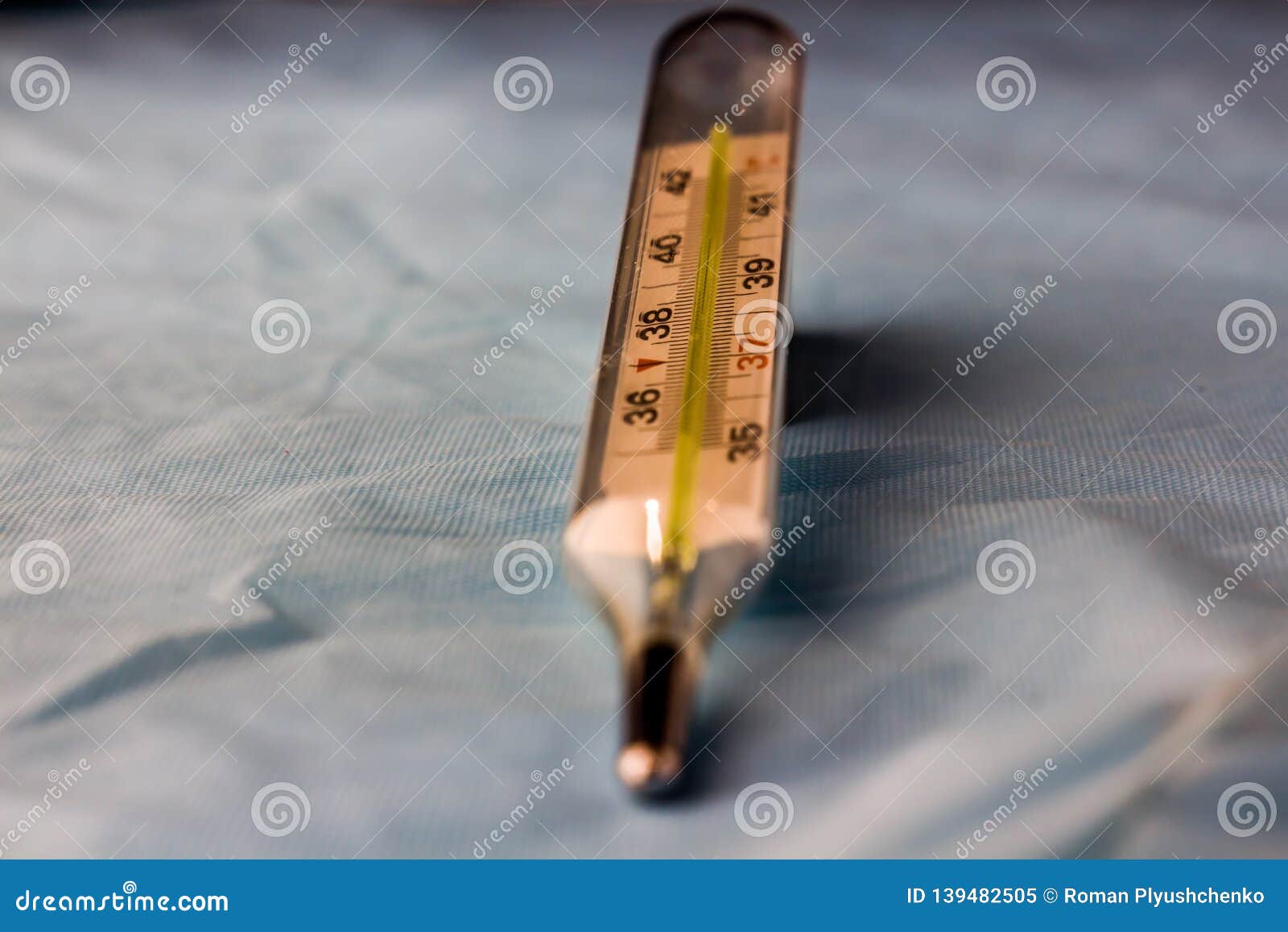 Thermometer with High Temperature on Blue Background Stock Image ...