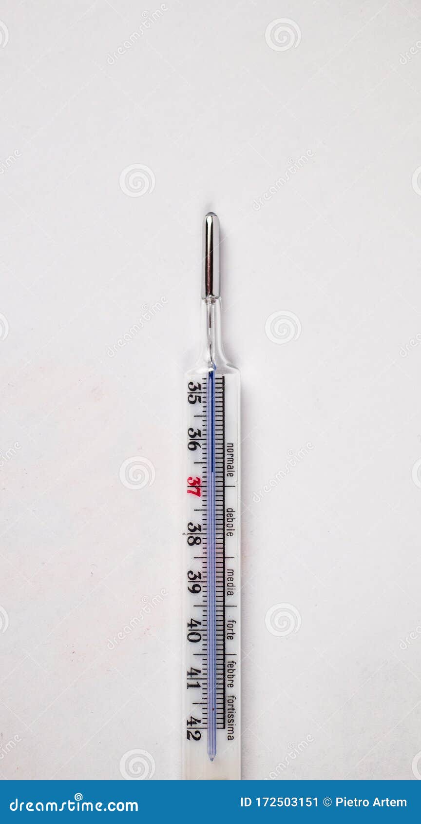 Thermometer with High Temperature Isolated on a White Background Stock ...