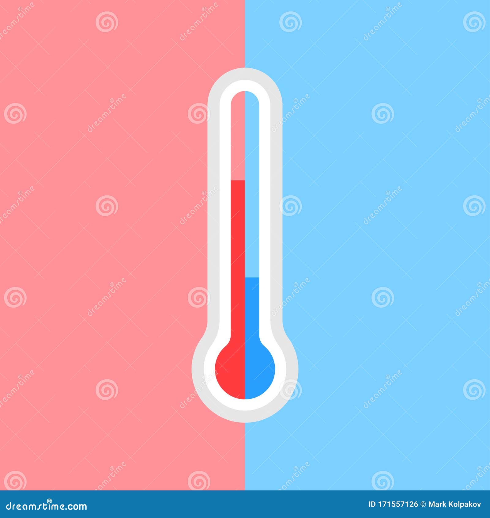 Thermometer, Hot and Cold in Flat Style, Vector Stock Illustration ...