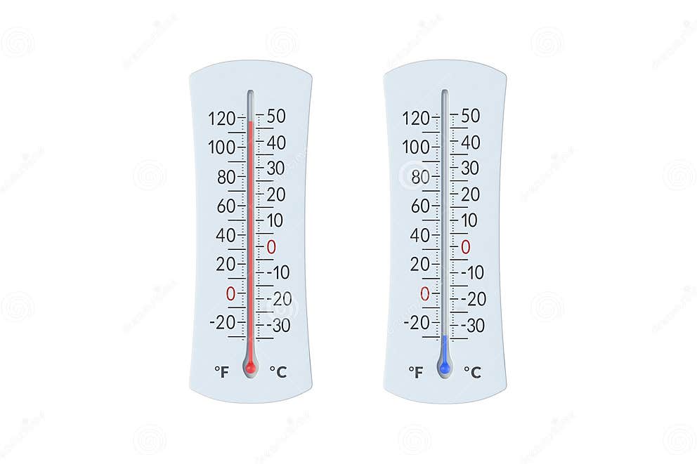 Thermometer with Hot and Cold Temperature Isolated on White Background ...