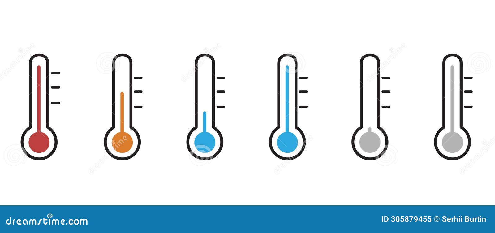 Thermometer Hot Cold Temperature Vector Icon Set. 10 EPS Stock ...