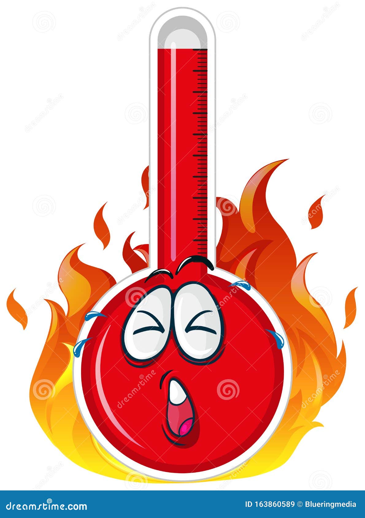 Thermometer in hot fire stock vector. Illustration of laboratory ...