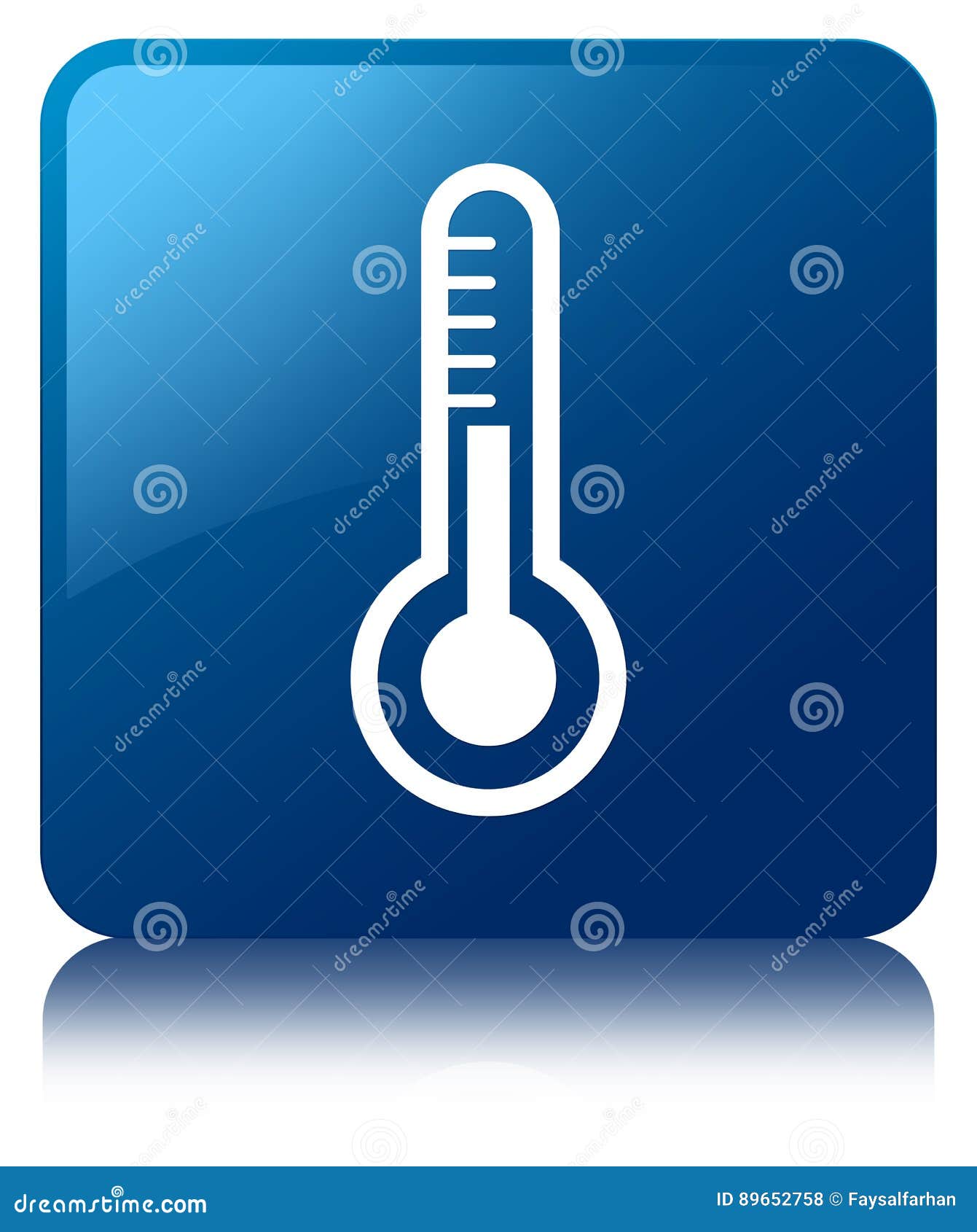 Thermometer Icon Blue Square Button Stock Illustration - Illustration ...