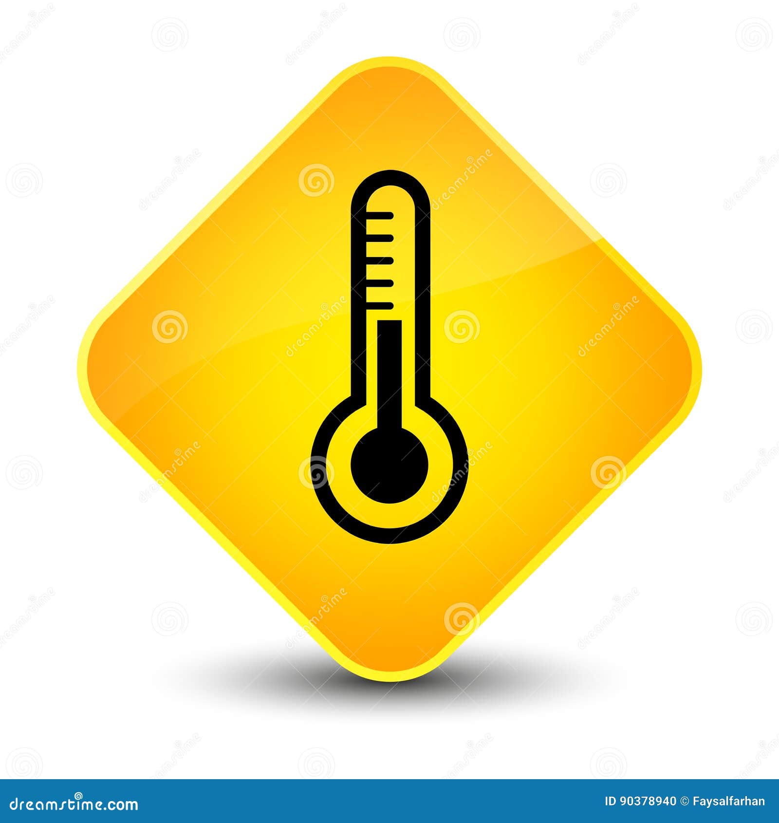 Thermometer Icon Elegant Yellow Diamond Button Stock Illustration ...