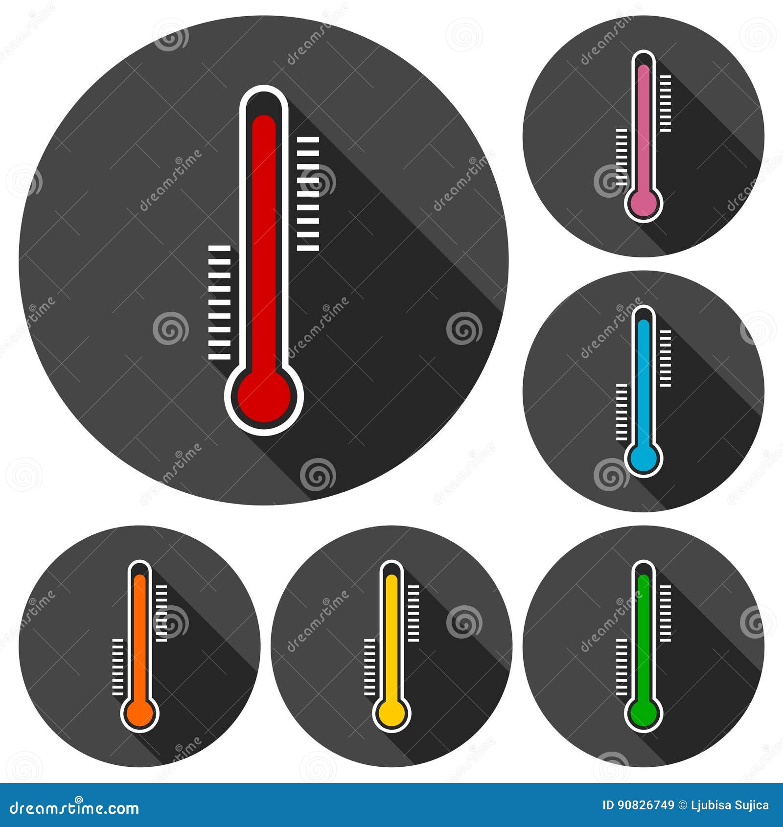 Thermometer Icon with Long Shadow Stock Vector - Illustration of long ...