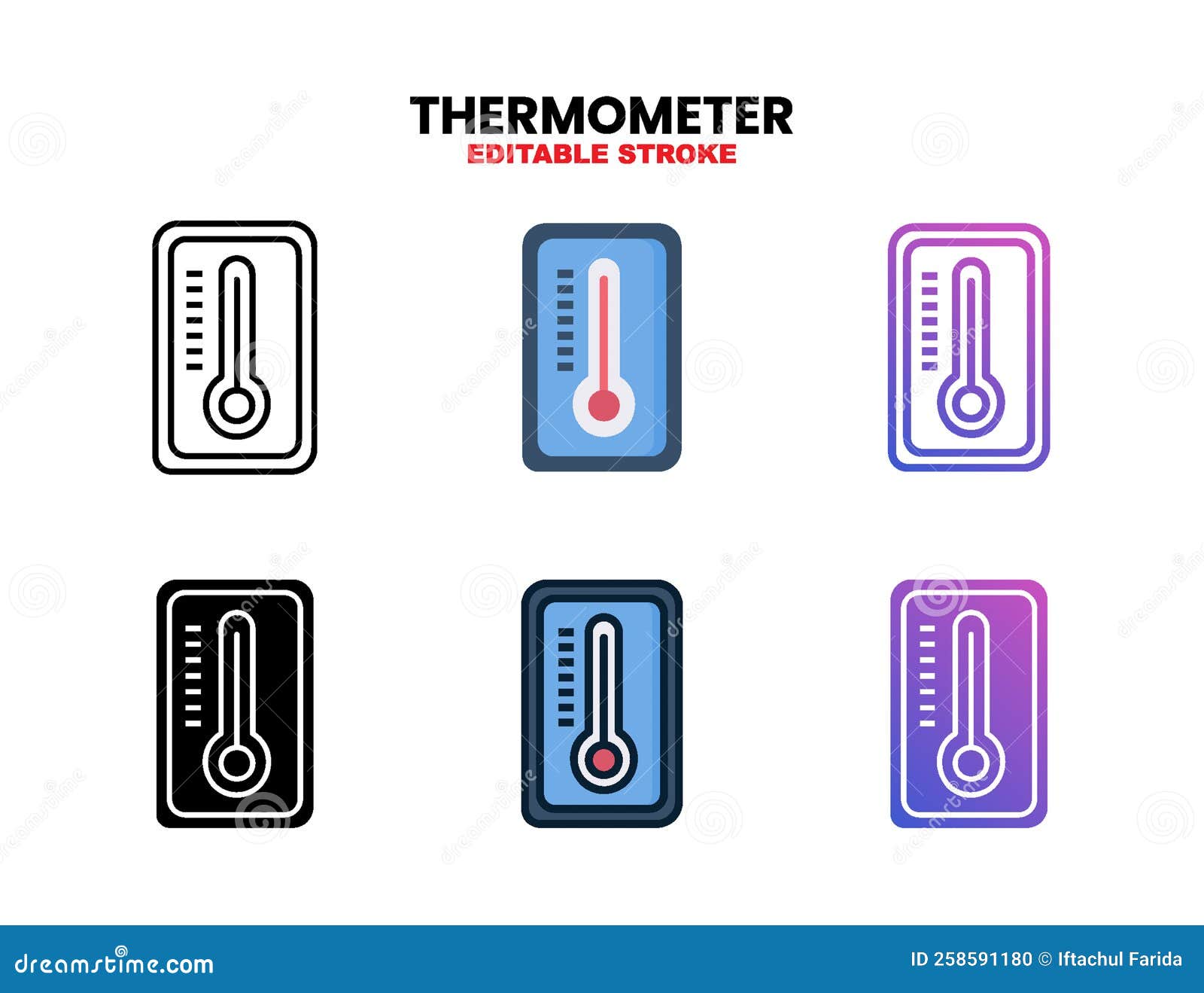 Thermometer Icon Set with Different Styles. Stock Vector - Illustration ...