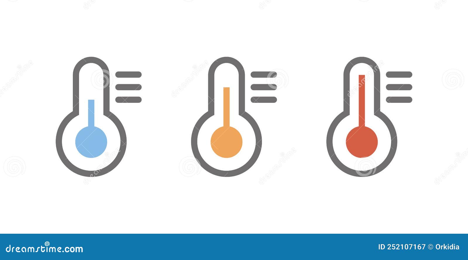 Thermometer icon set stock vector. Illustration of summer - 252107167