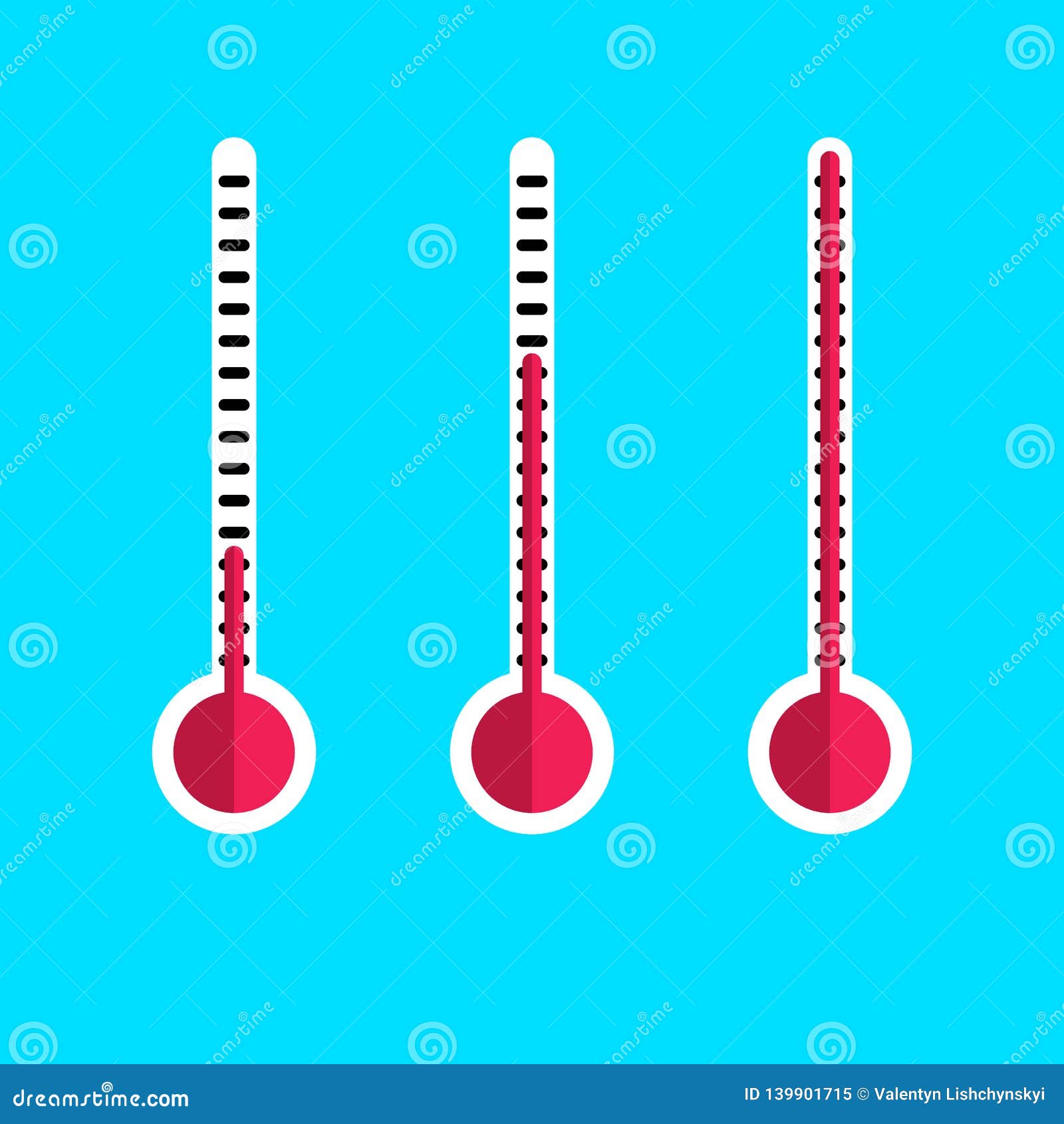 Thermometer Icon Set. Sign on Blue Background EPS10 Stock Illustration ...
