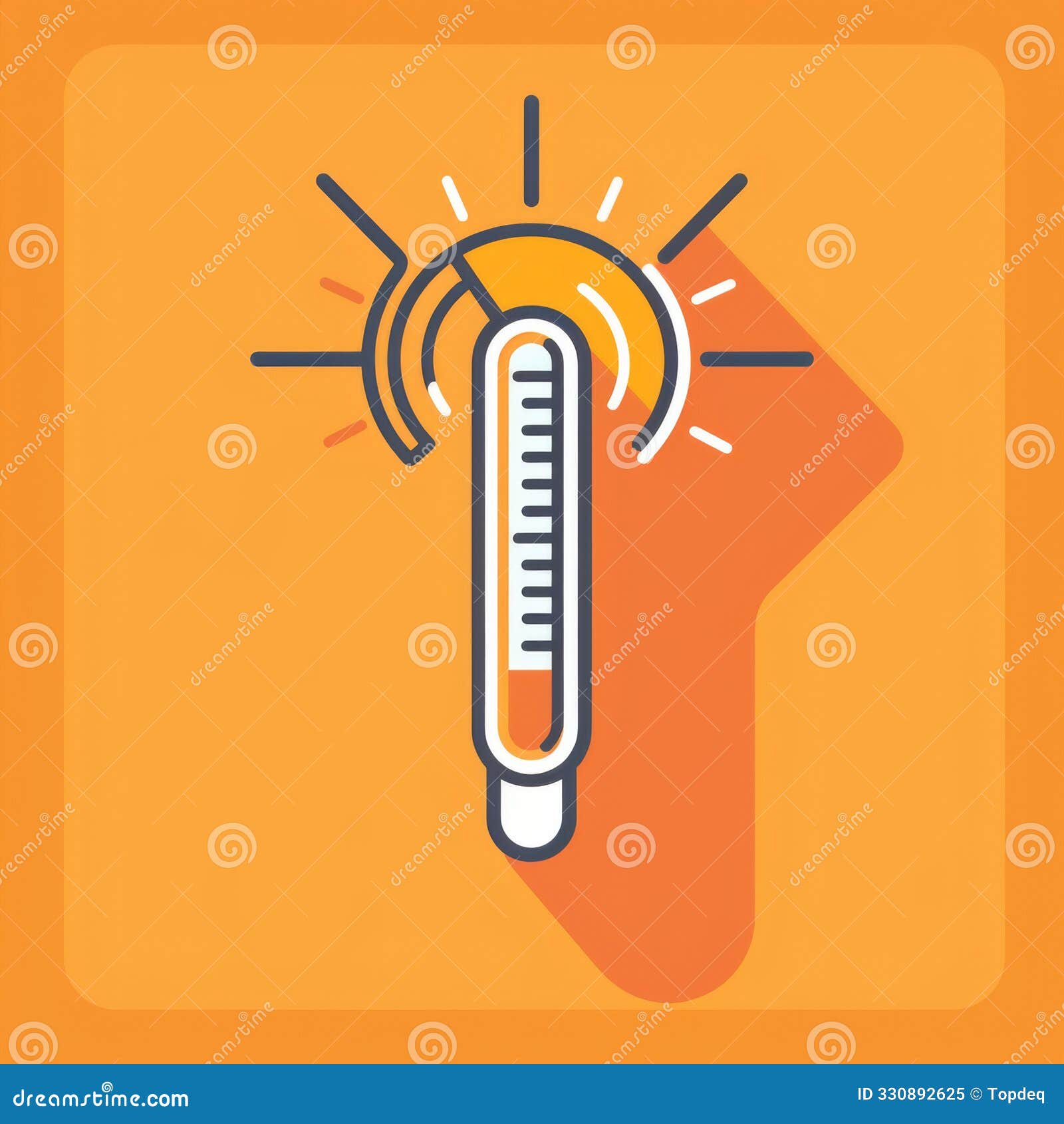 Thermometer Icon Showing High Temperature on an Orange Background Stock ...