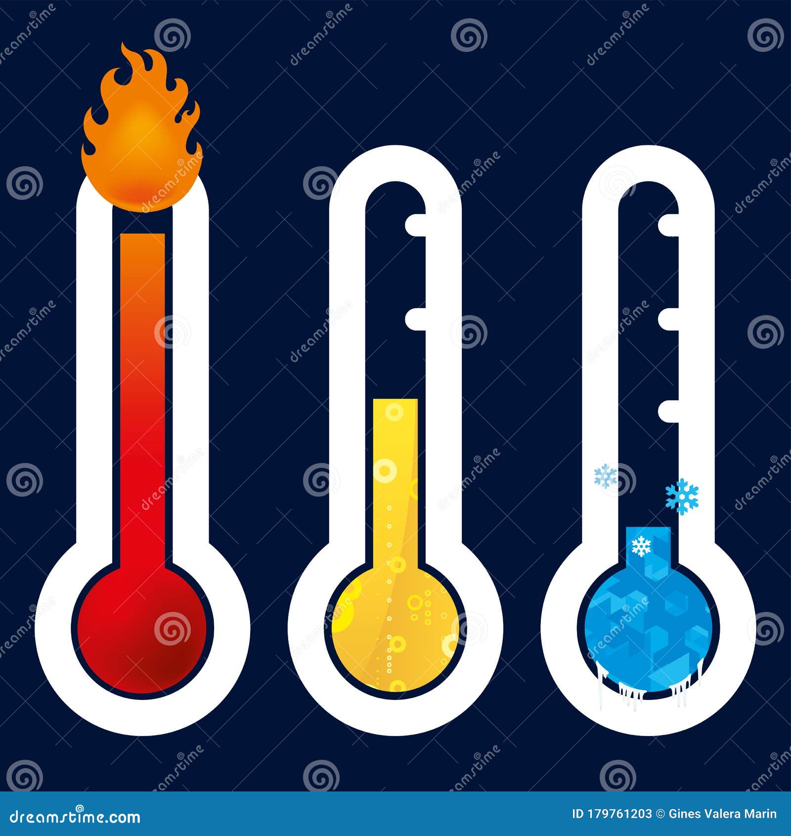 Thermometer Icon in Three Circumstances. Hot, Warm, Cold Stock ...