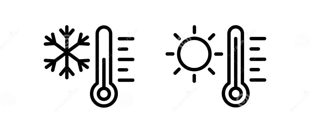 Thermometer Icon Vector Set. Cold and Hot Temperature Symbol Stock ...