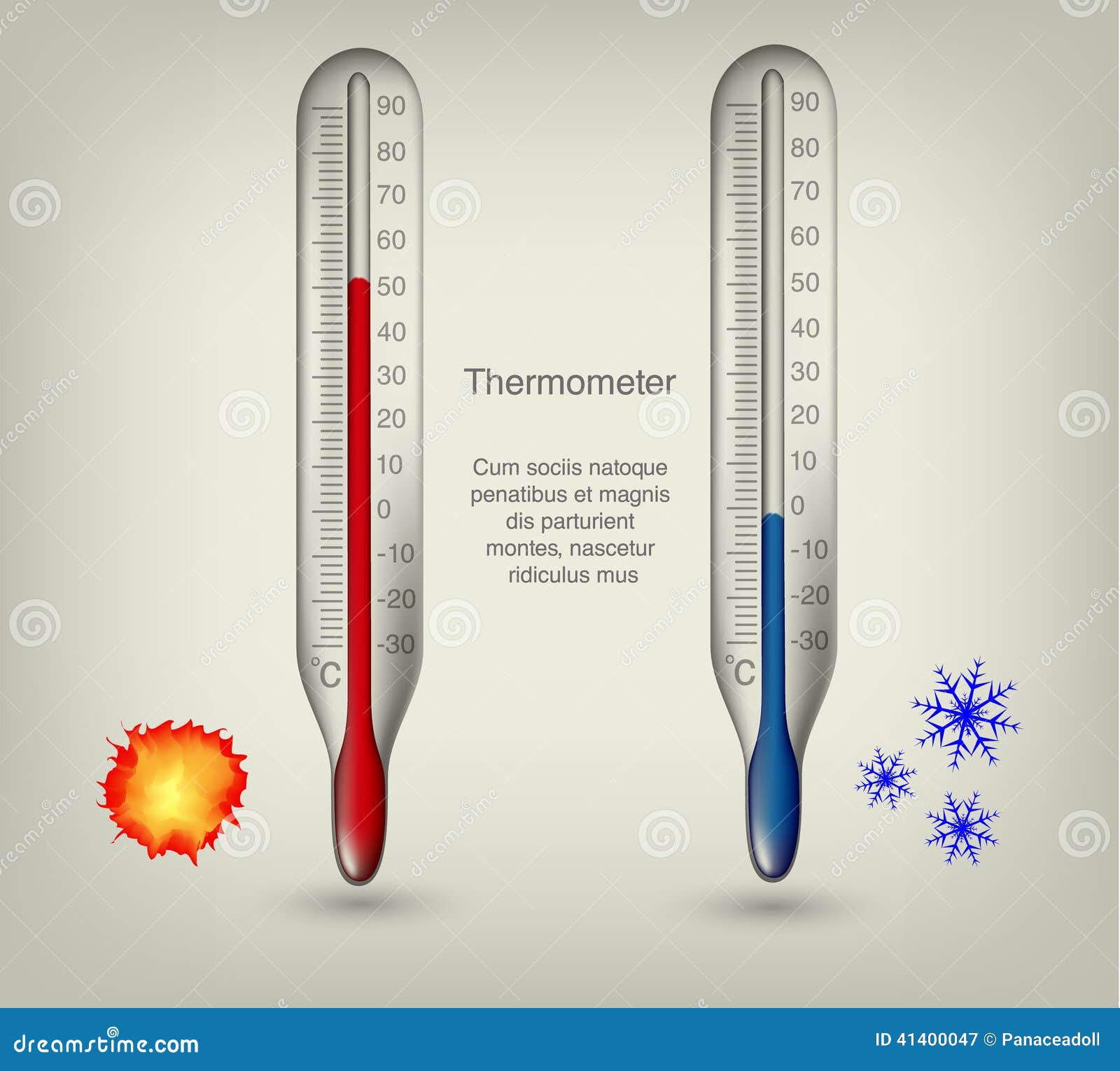 Thermometer Icons with Hot and Cold Temperatures Stock Vector ...