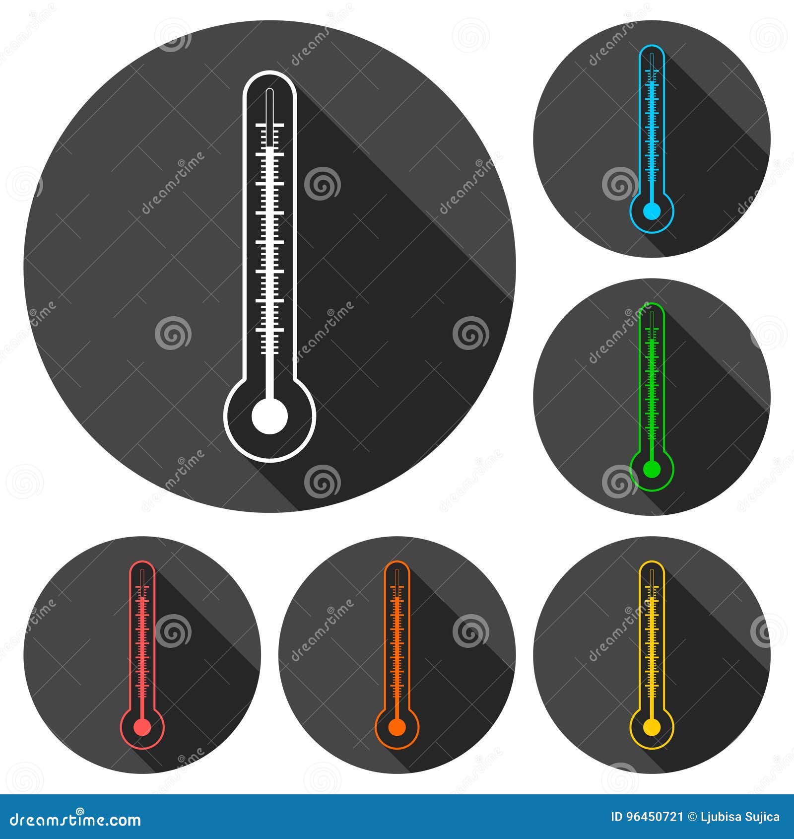 Thermometer Icons Set with Long Shadow Stock Illustration ...