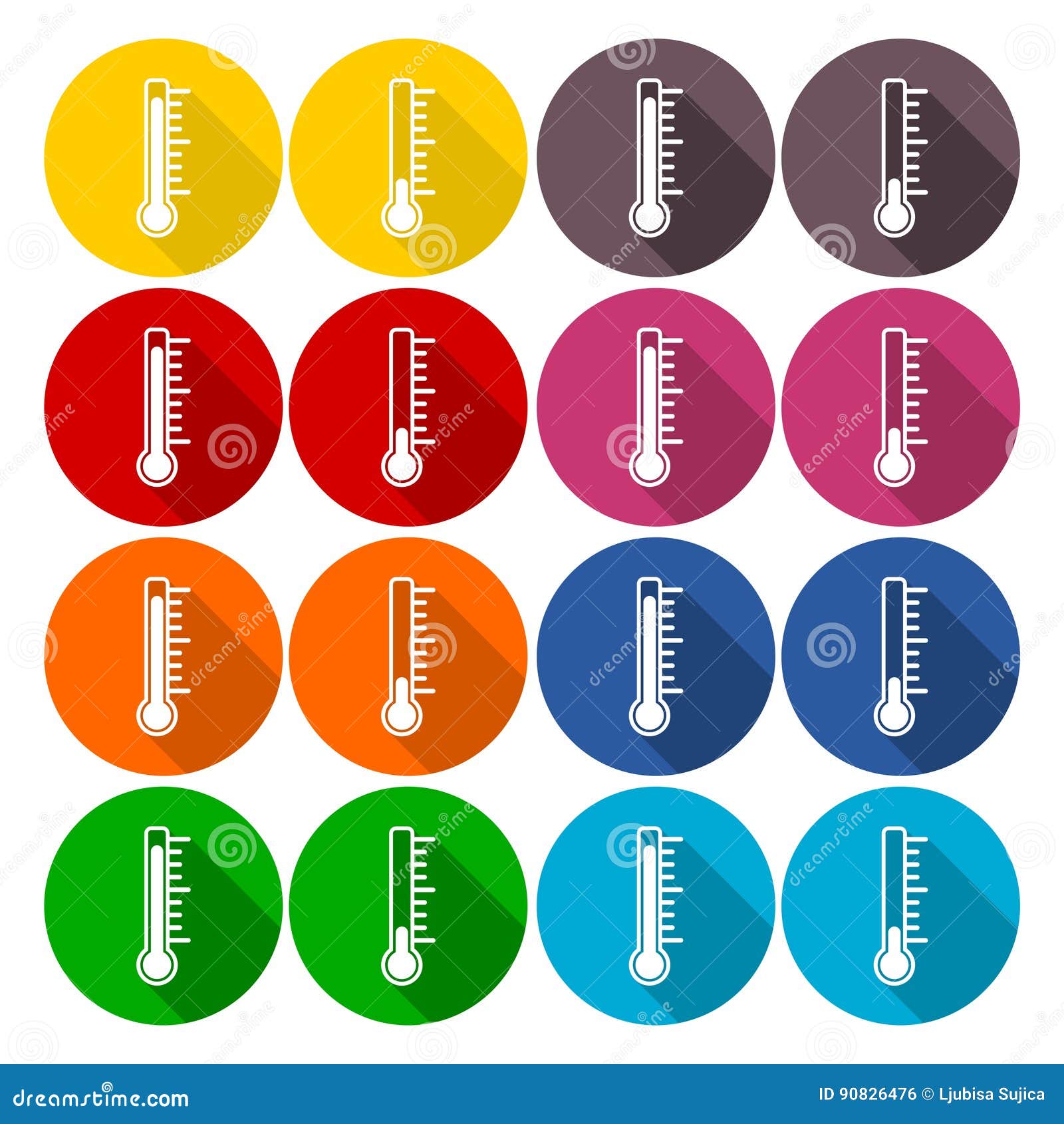 Thermometer Icons Set with Long Shadow, Vector for Web Stock Vector ...