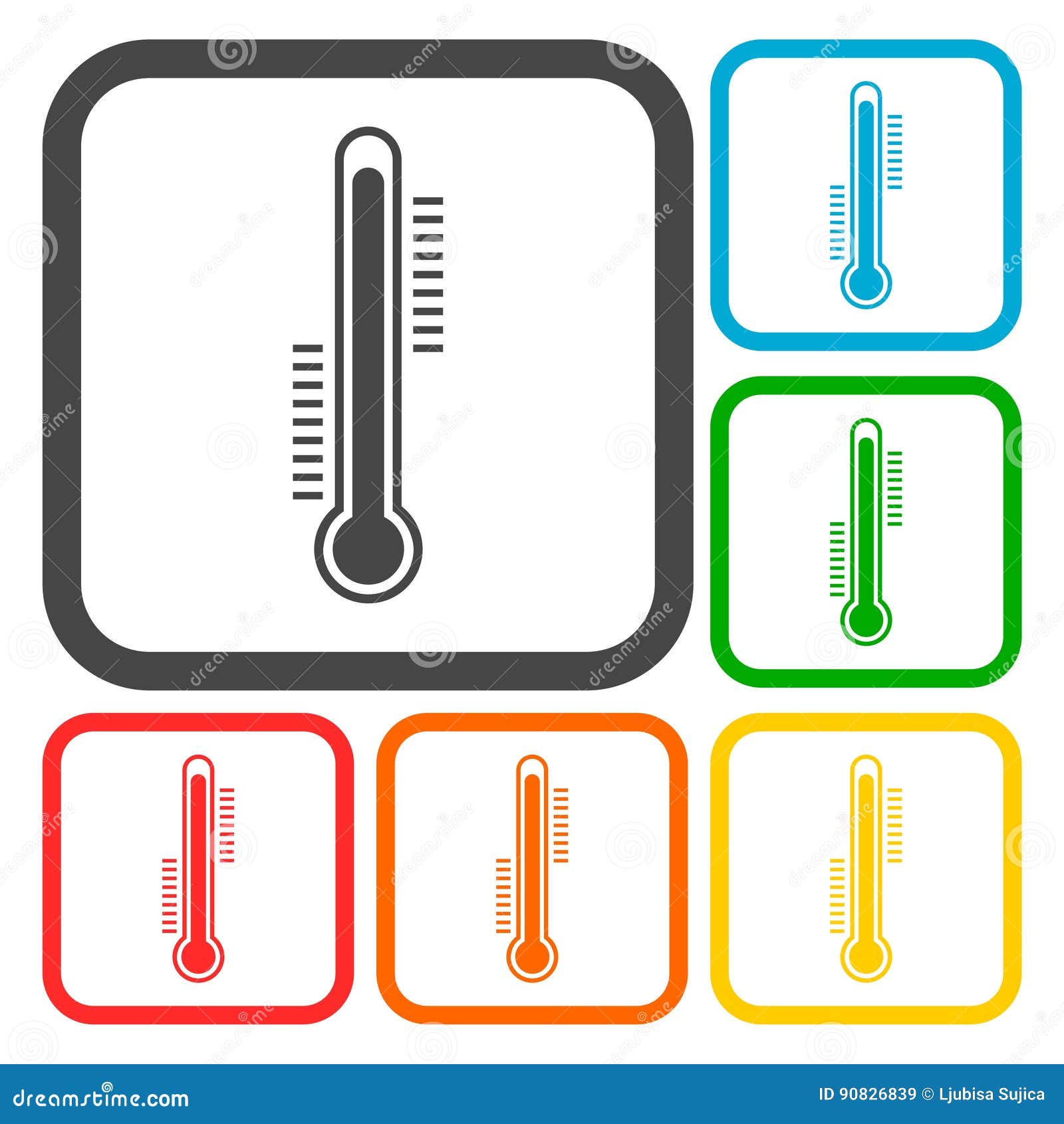 Thermometer icons set stock vector. Illustration of fahrenheit - 90826839
