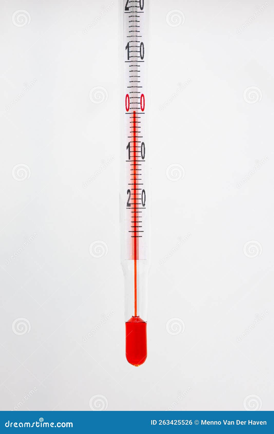 Thermometer Indicating a Temperature of Zero Degrees Stock Photo ...