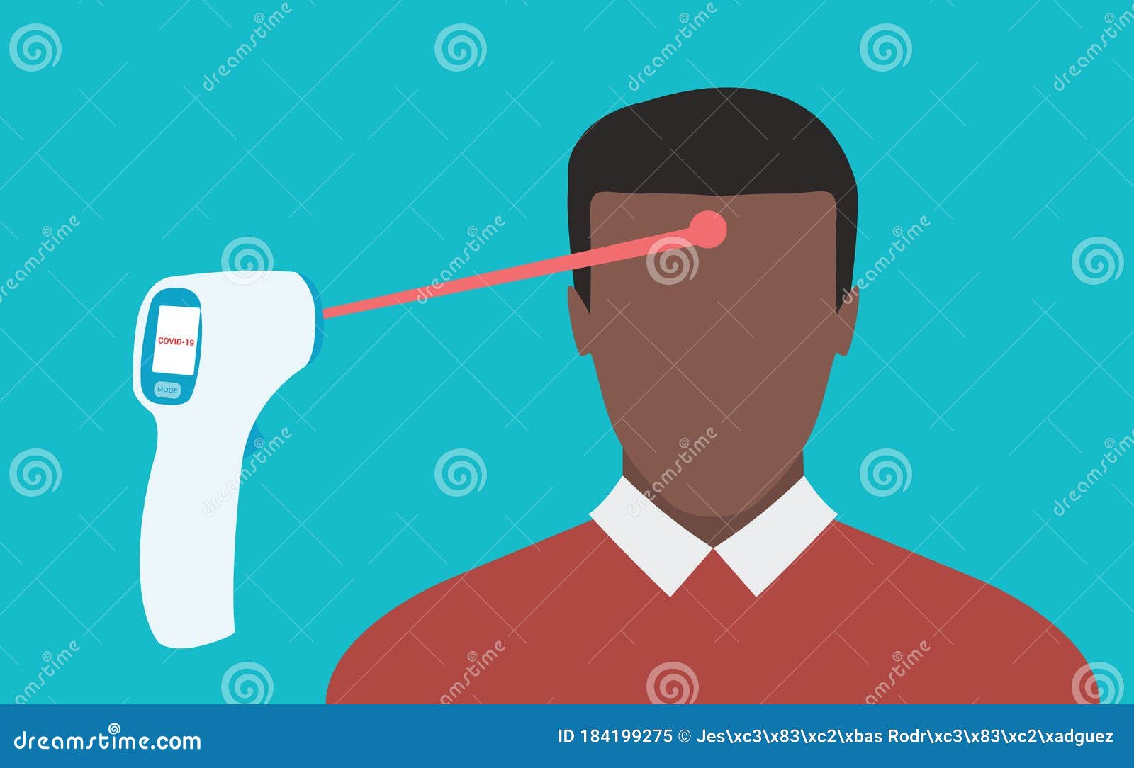 Thermometer with Infrared Light Taking Temperature of a Man Stock ...