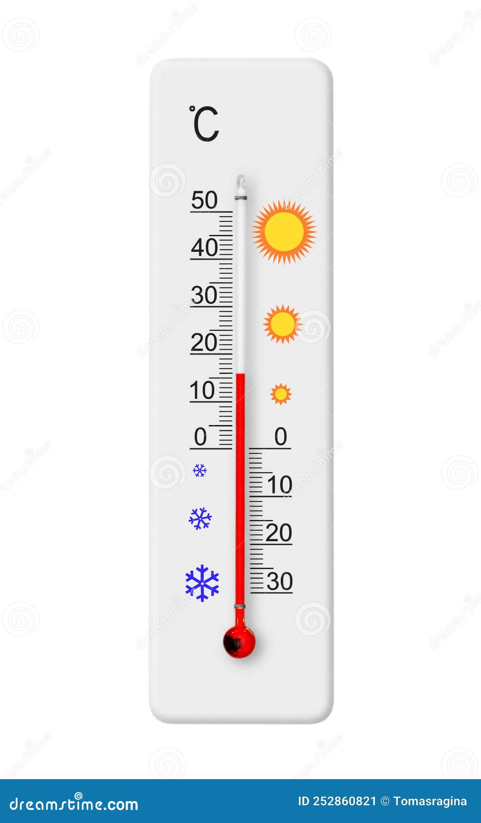 Thermometer Isolated on White Background. Ambient Temperature Plus 16 ...