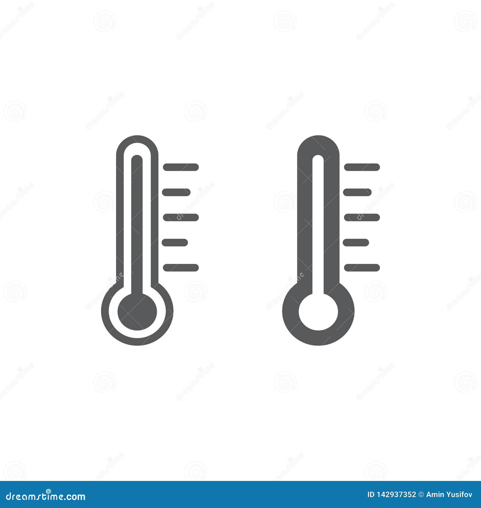 Thermometer Line and Glyph Icon, Measurement and Instrument ...