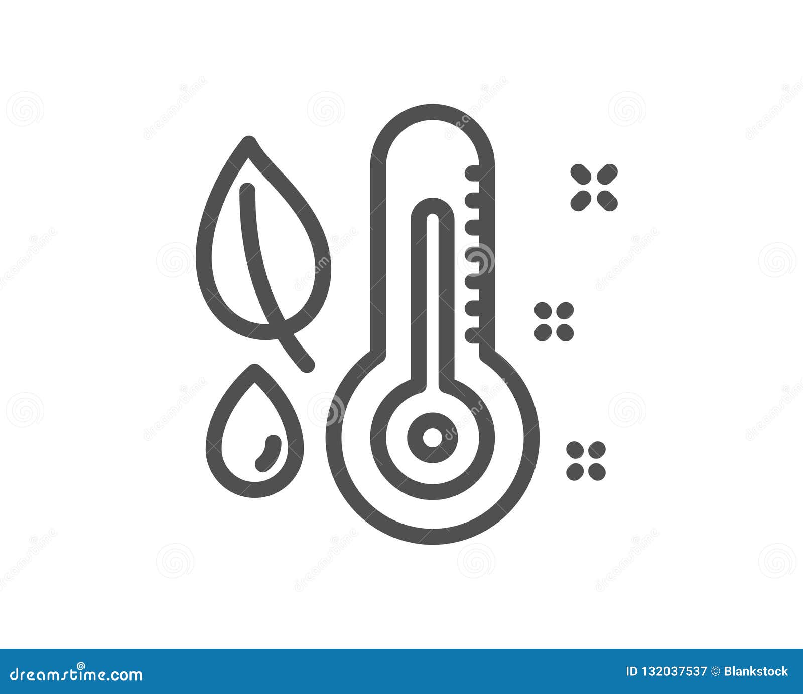 Thermometer Line Icon. Humidity and Leaf Sign. Vector Stock Vector ...