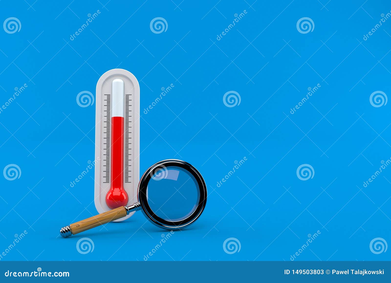 Thermometer with Magnifying Glass Stock Illustration - Illustration of ...