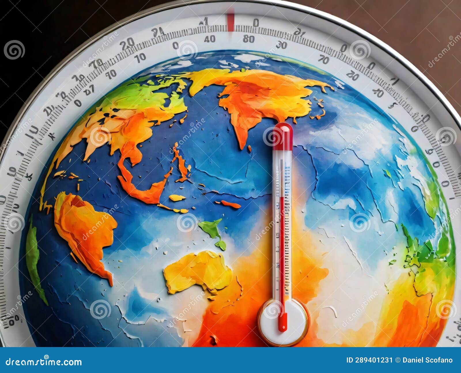 A Thermometer with a Map of the World Painted on it. Generative AI ...
