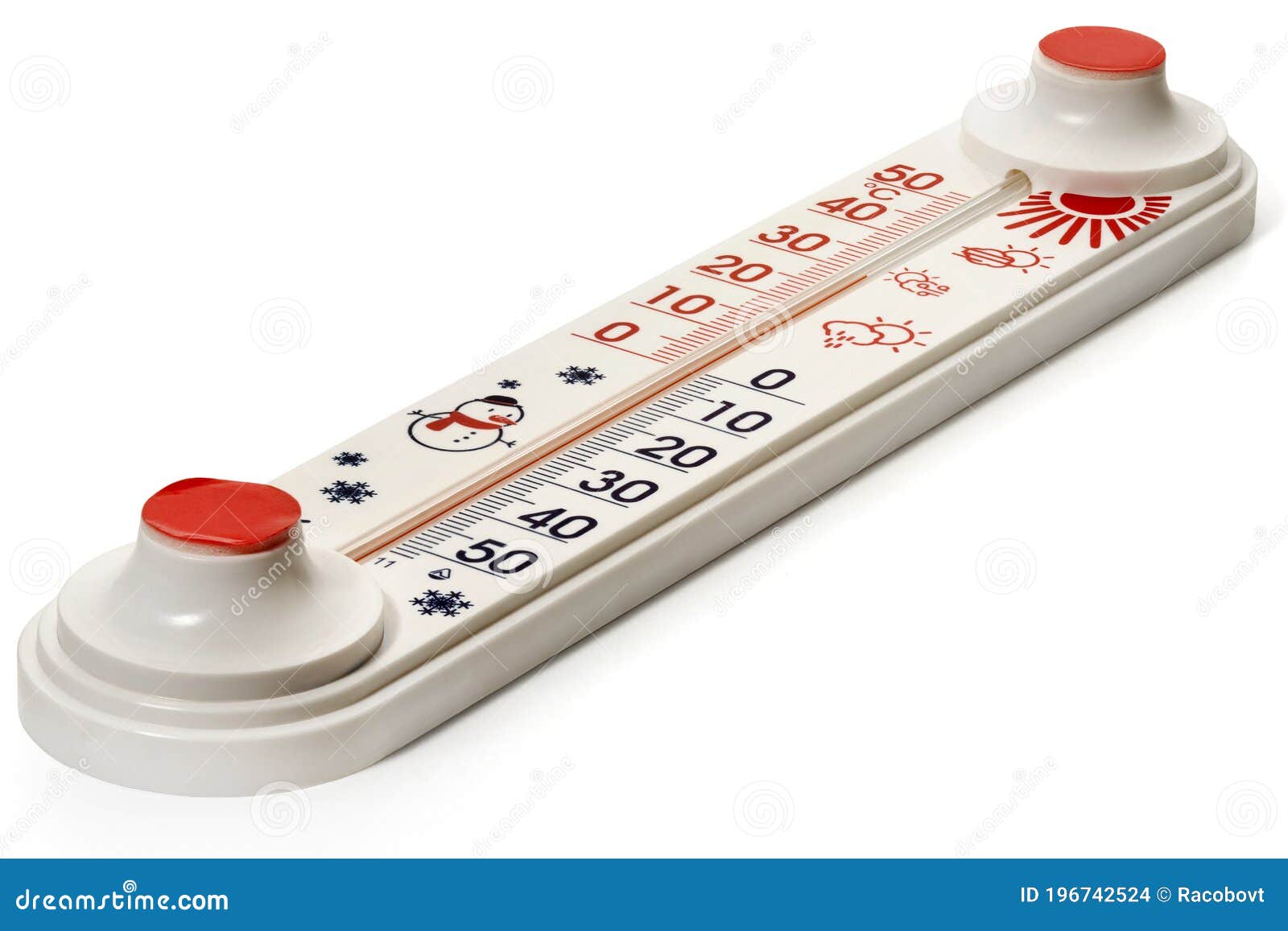 Thermometer for Measuring Air Temperature on White Background. Full ...