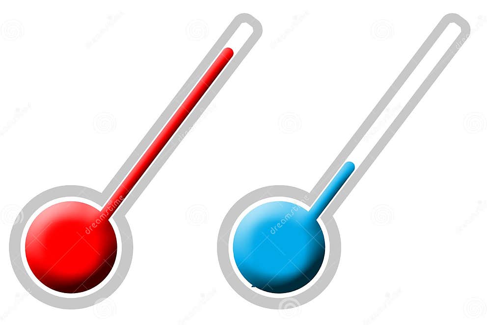 Thermometer Measuring Hot and Cold Temperature with a Blue and Red ...