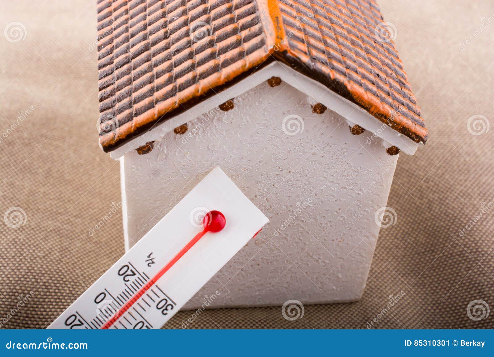 Thermometer Measuring Temperature by a Model House Stock Image - Image ...