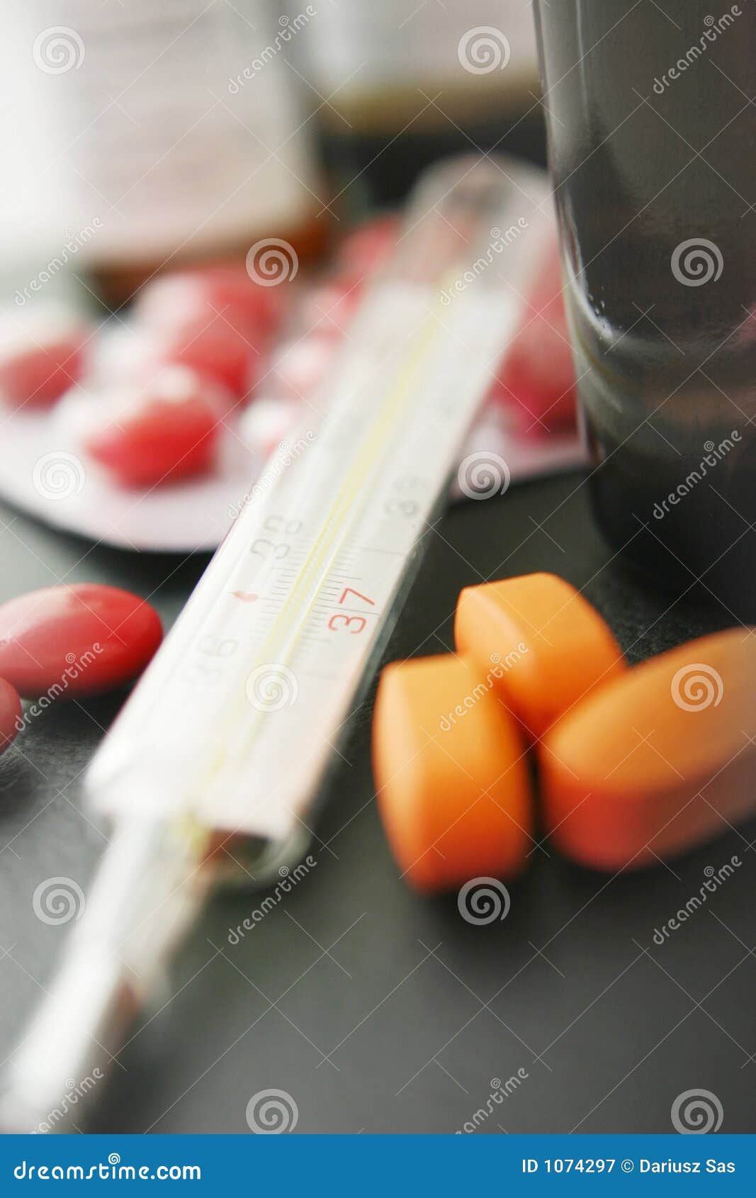 Thermometer And Medication Picture. Image: 1074297