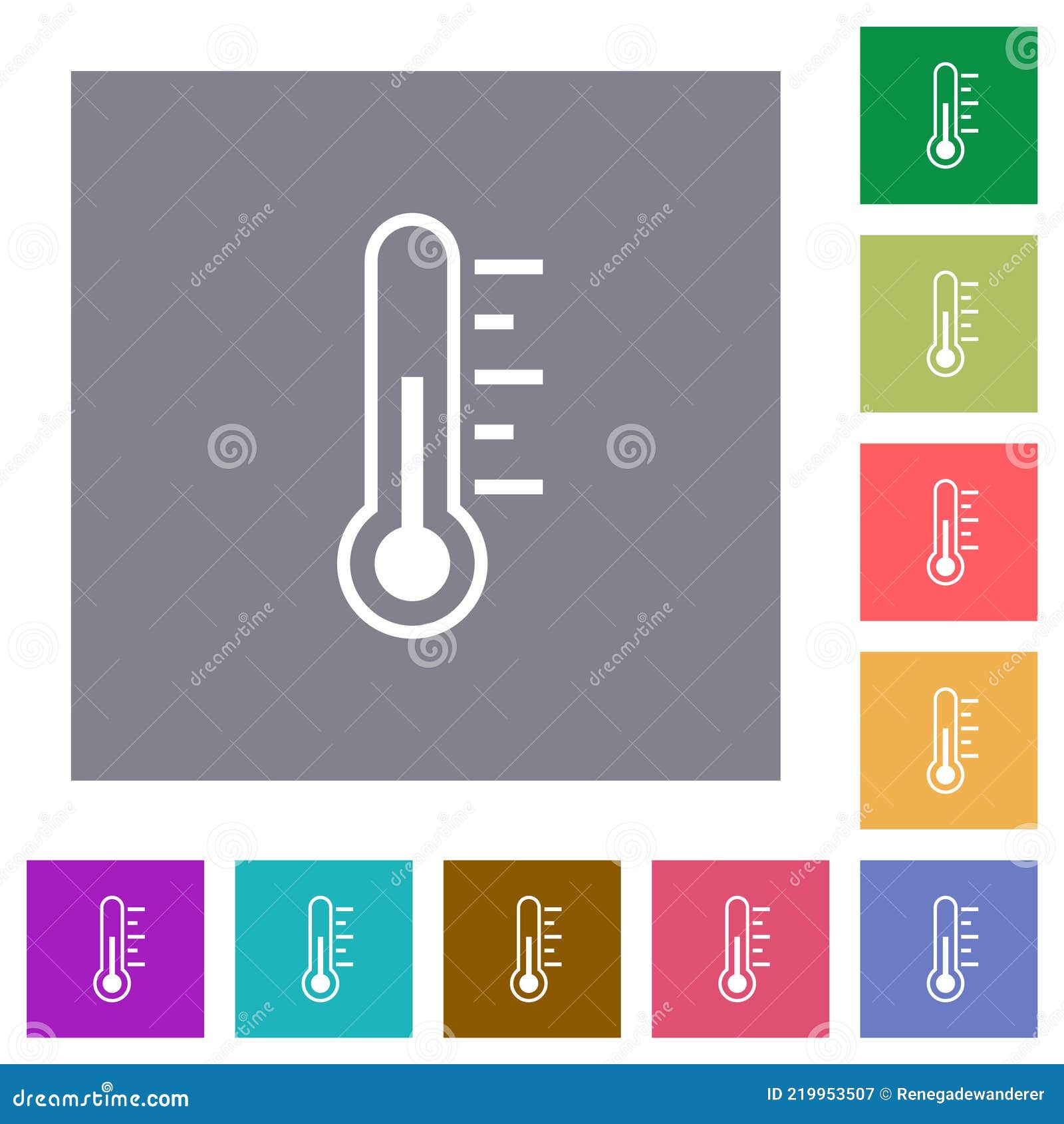 Thermometer Medium Temperature Square Flat Icons Stock Vector ...