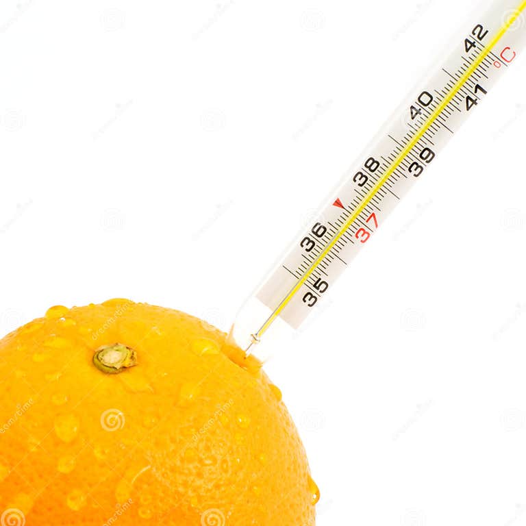 Thermometer and orange stock image. Image of health, celsius - 16788807