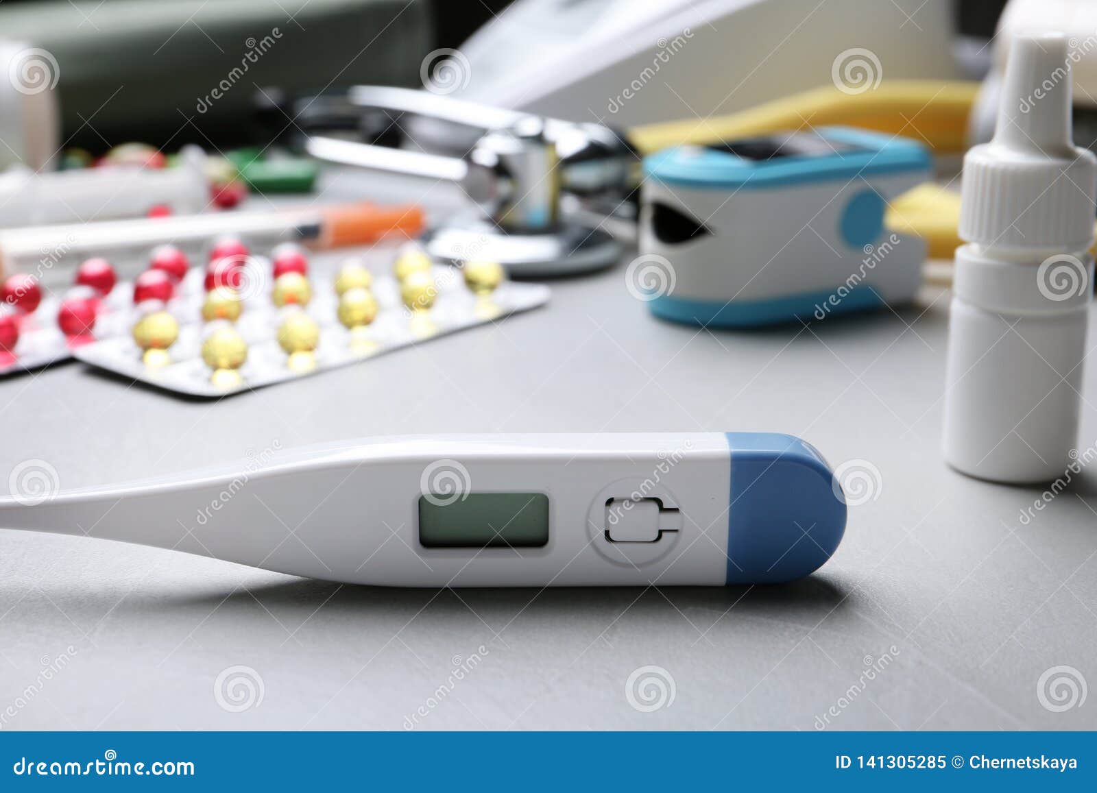Thermometer and Other Medical Objects Stock Image - Image of instrument ...
