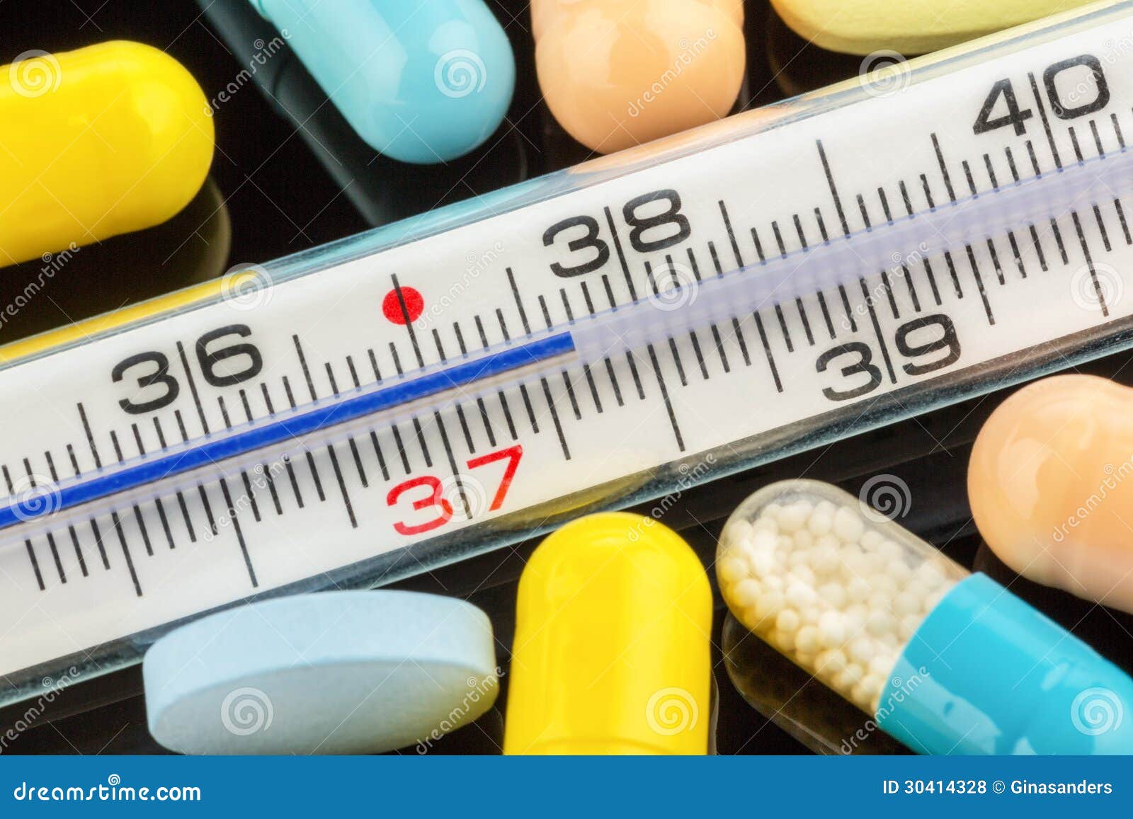 Thermometer and pills stock photo. Image of chill, school - 30414328