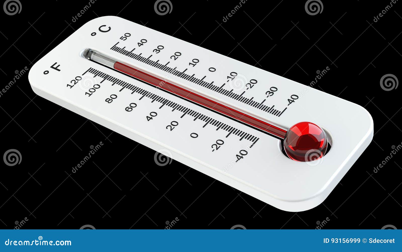 Thermometer with Red Temperature Rise 3D Rendering Stock Illustration ...