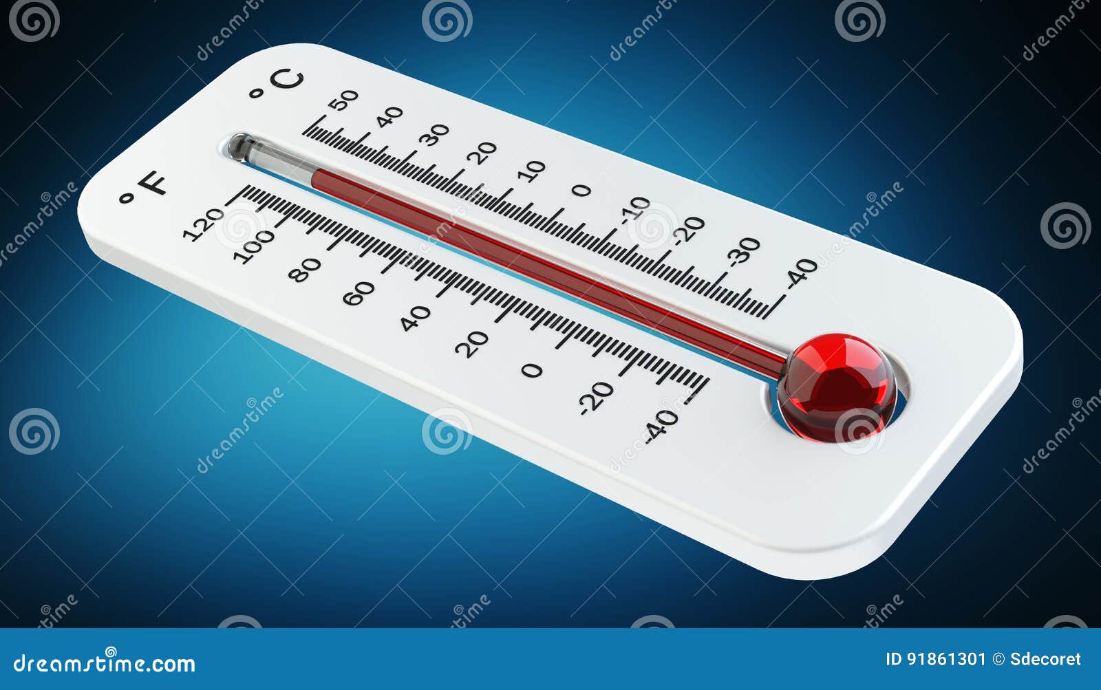 Thermometer with Red Temperature Rise 3D Rendering Stock Illustration ...