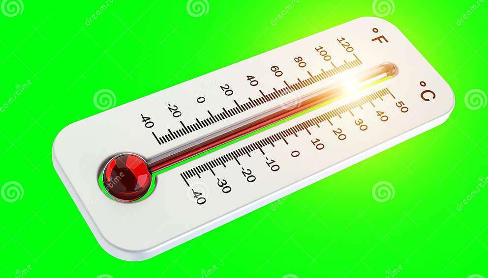 Thermometer with Red Temperature Rise 3D Rendering Stock Illustration ...