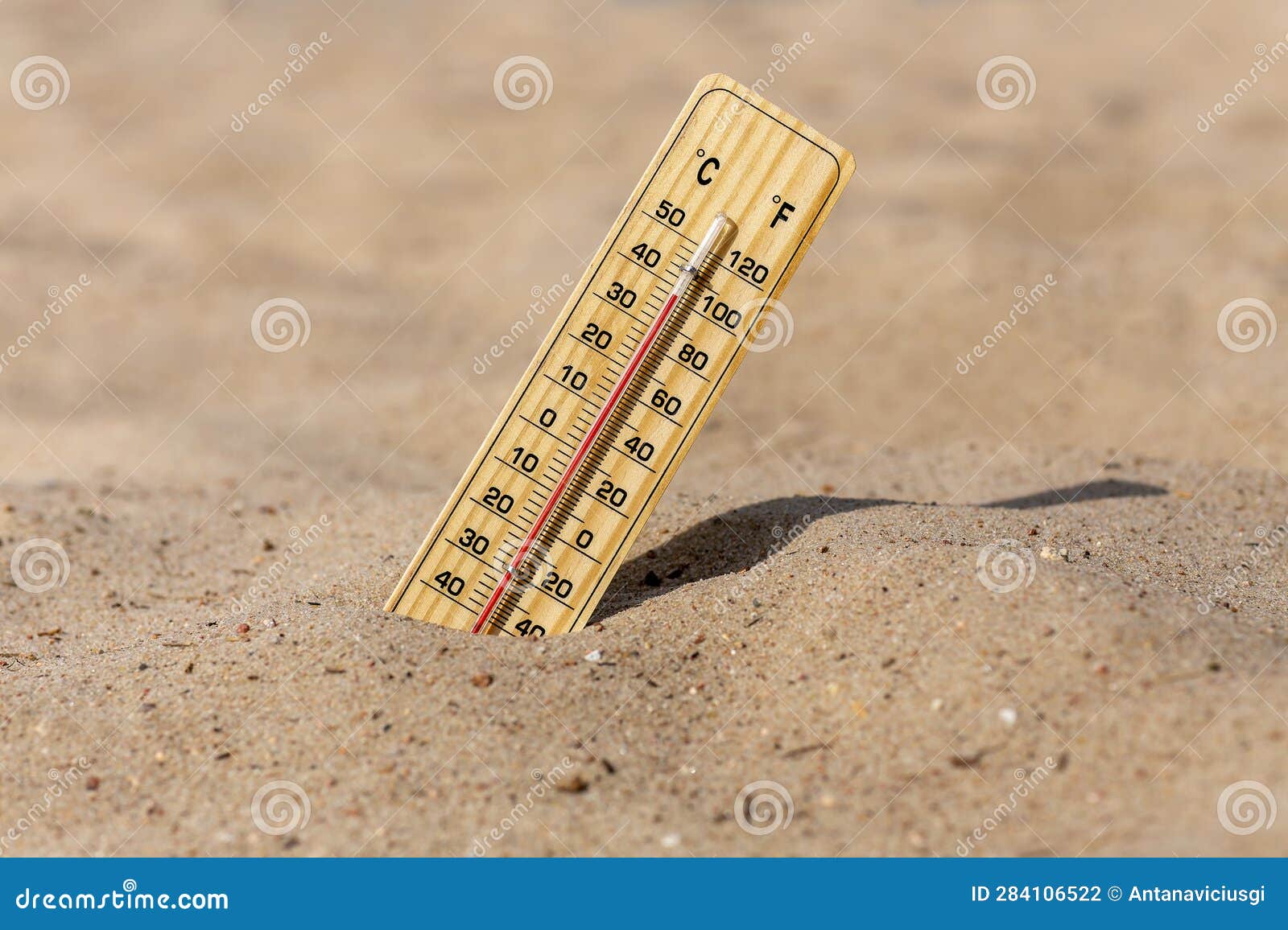 Thermometer on the Sand Beach Stock Photo - Image of travel, global ...