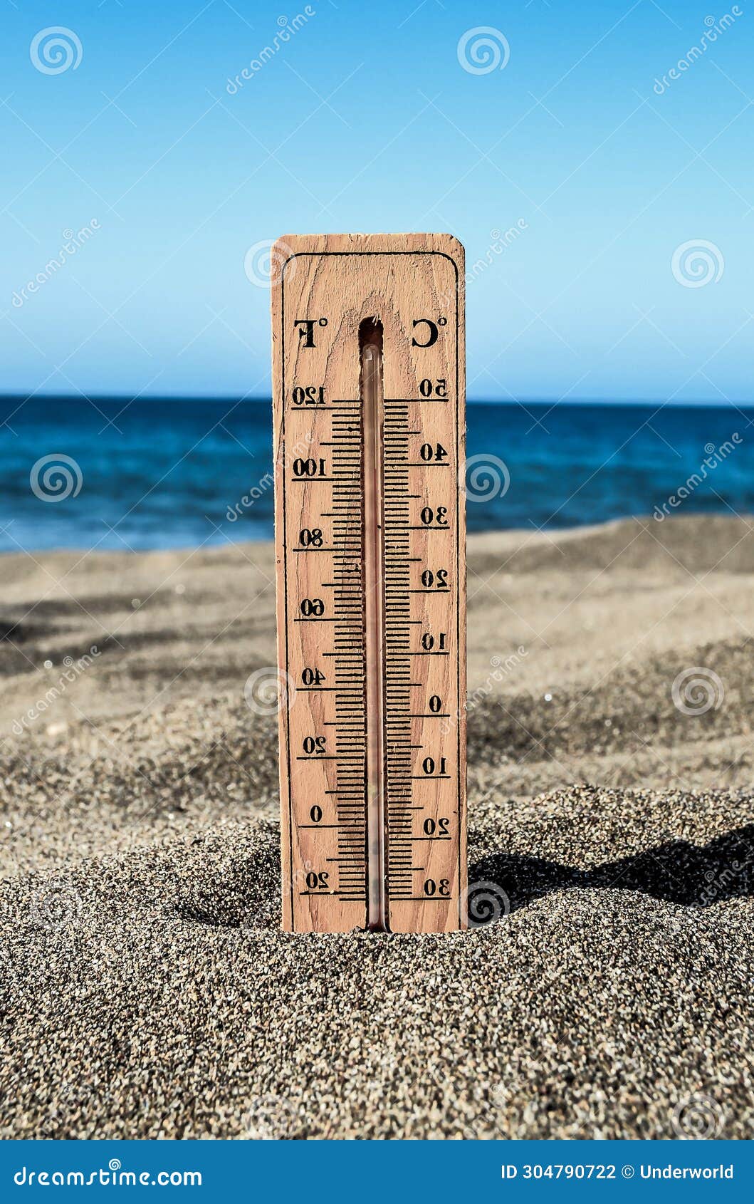 Thermometer on the Sand Beach Stock Photo - Image of concept ...