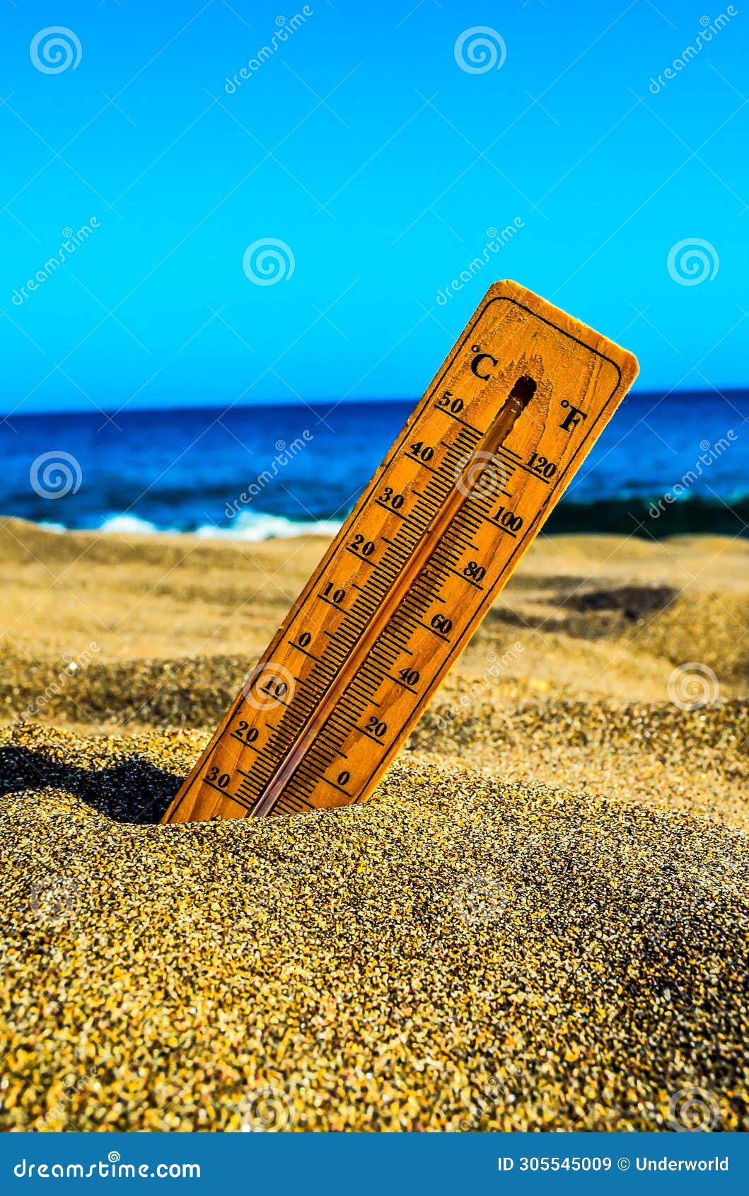 Thermometer on the Sand Beach Stock Image - Image of thermometer ...