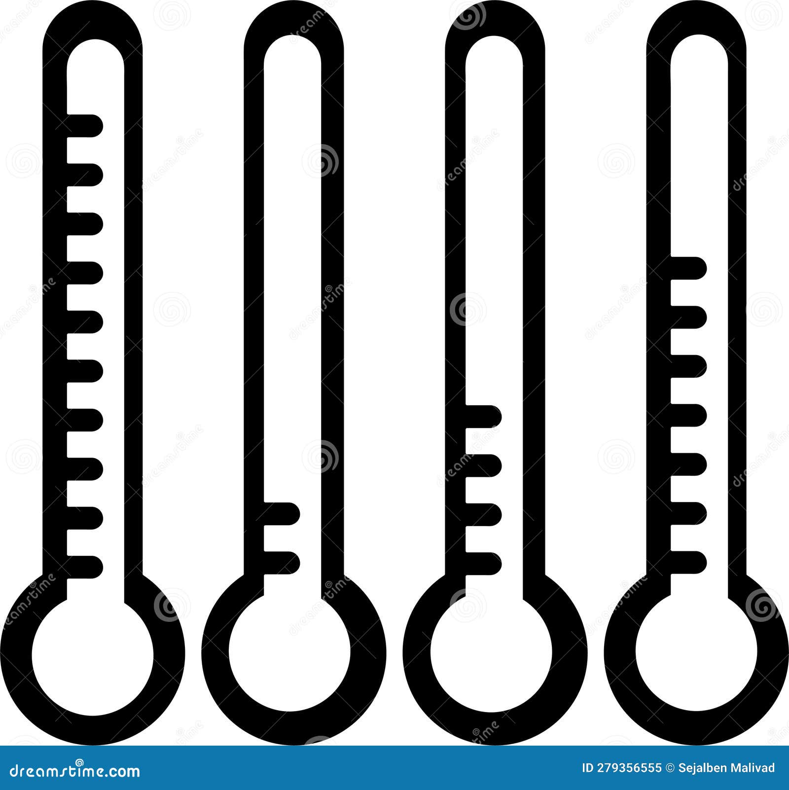 Thermometer with Scale, Cold and Hot Temperature Indicator.outline ...