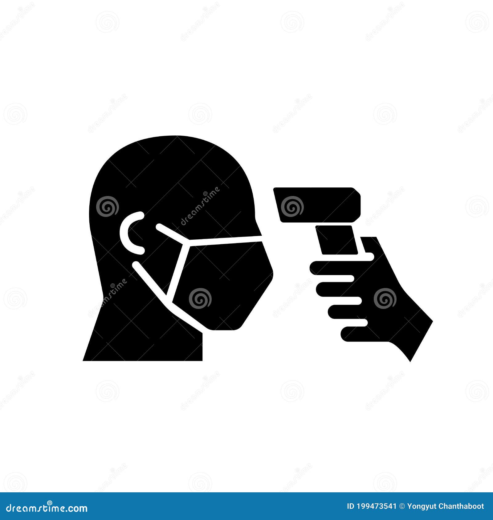 Thermometer Screening of Checking Temperature Black Icon,Vector ...