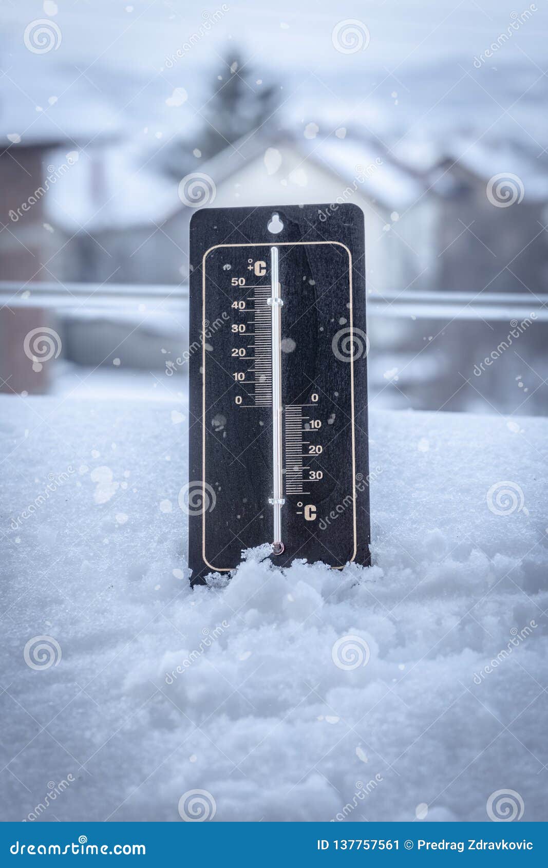 Thermometer Set in the Snow Stock Image - Image of copy, environment ...