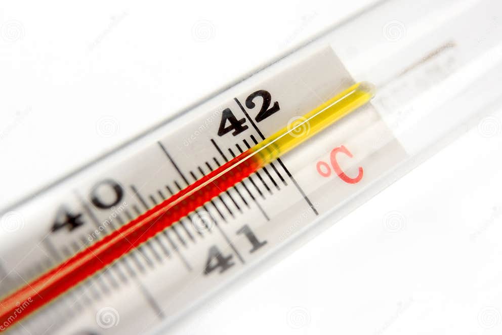 Thermometer Showing 42 Degrees Stock Photo - Image of measuring, close ...