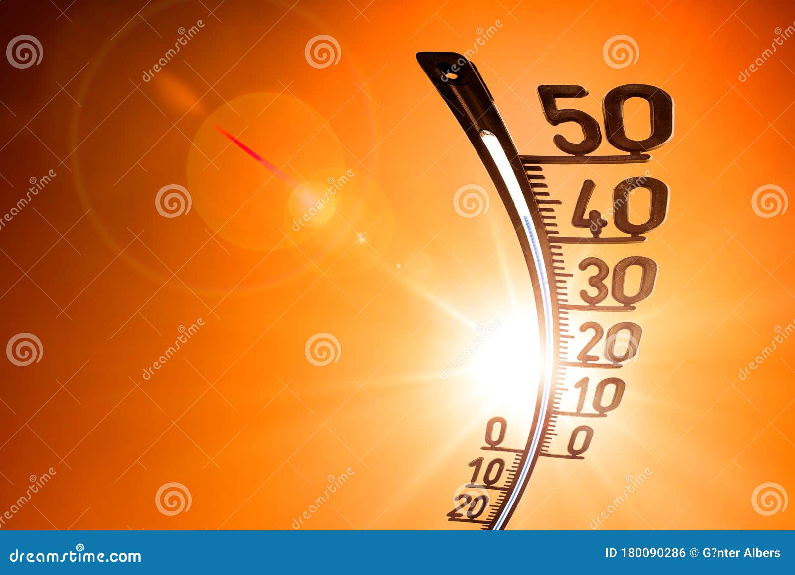 Thermometer Showing 43 Degrees Stock Photo - Image of heat, summer ...