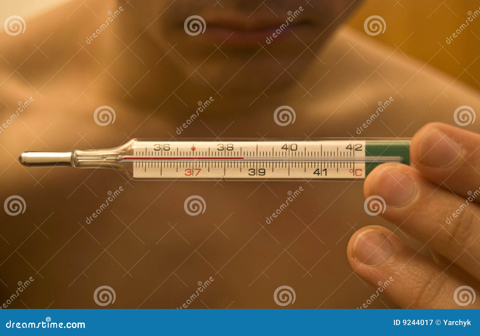 Thermometer Showing High Body Temperature Stock Image - Image of cold ...